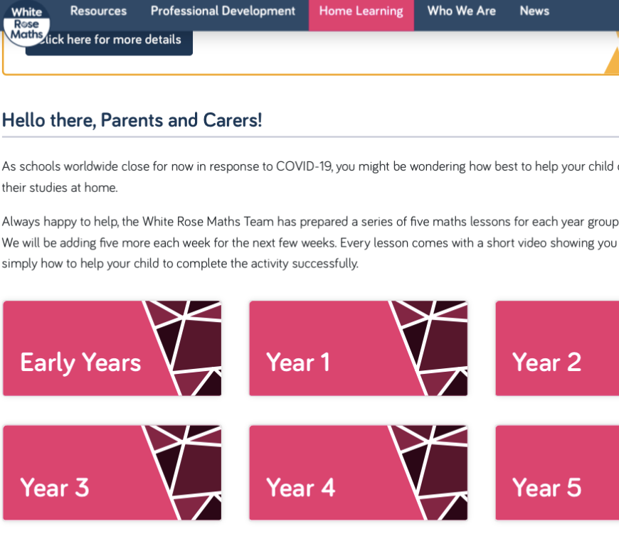 給家長的教育網站推介： 英國數學平台White Rose Maths 提供免費數學短片、工作紙及教科書 孩子在家自學數學無難度 – Learn ...